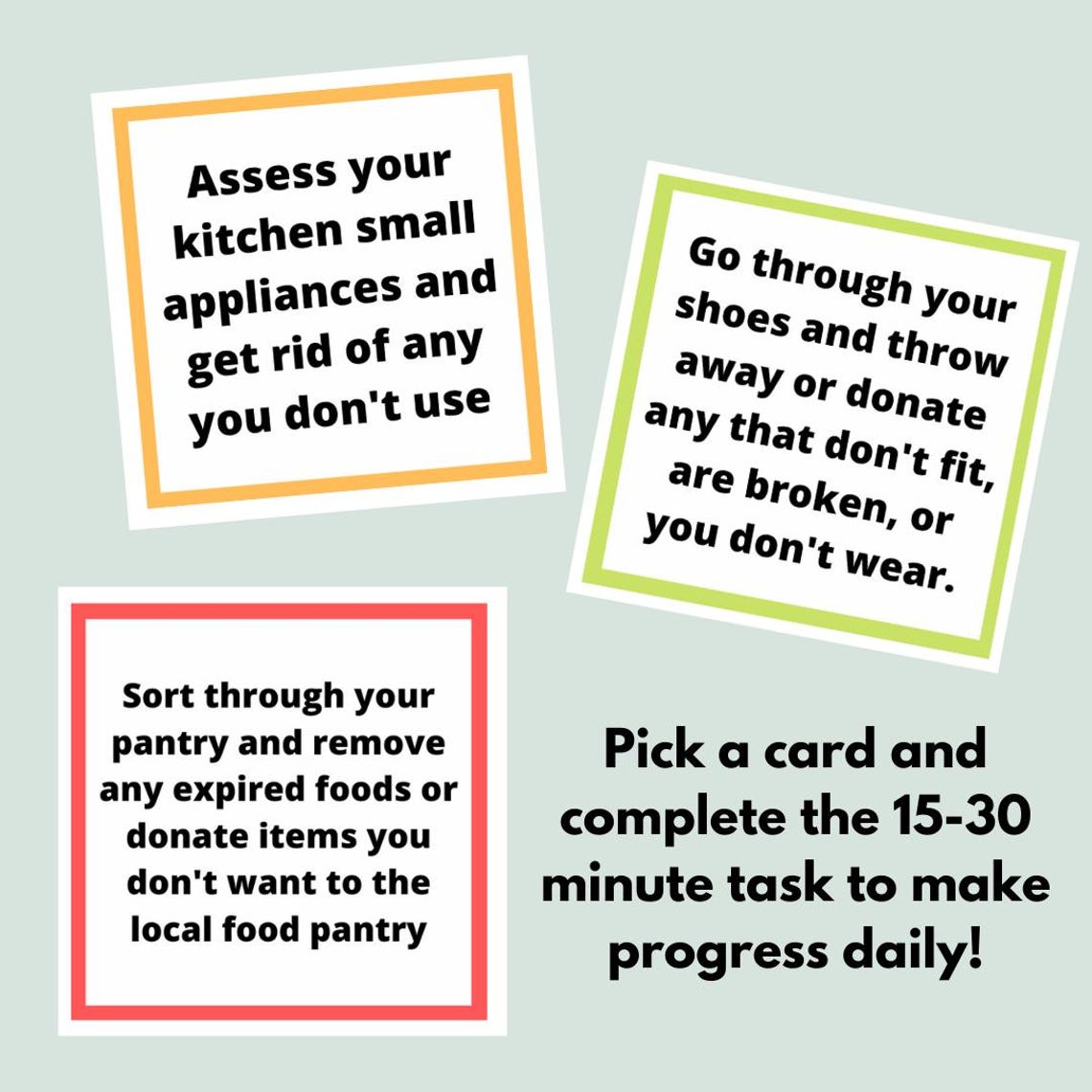 42-task Declutter Challenge Printable, Home Organization Cards ...