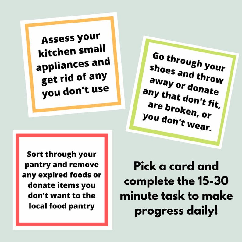 42-task Declutter Challenge Printable, Home Organization Cards ...