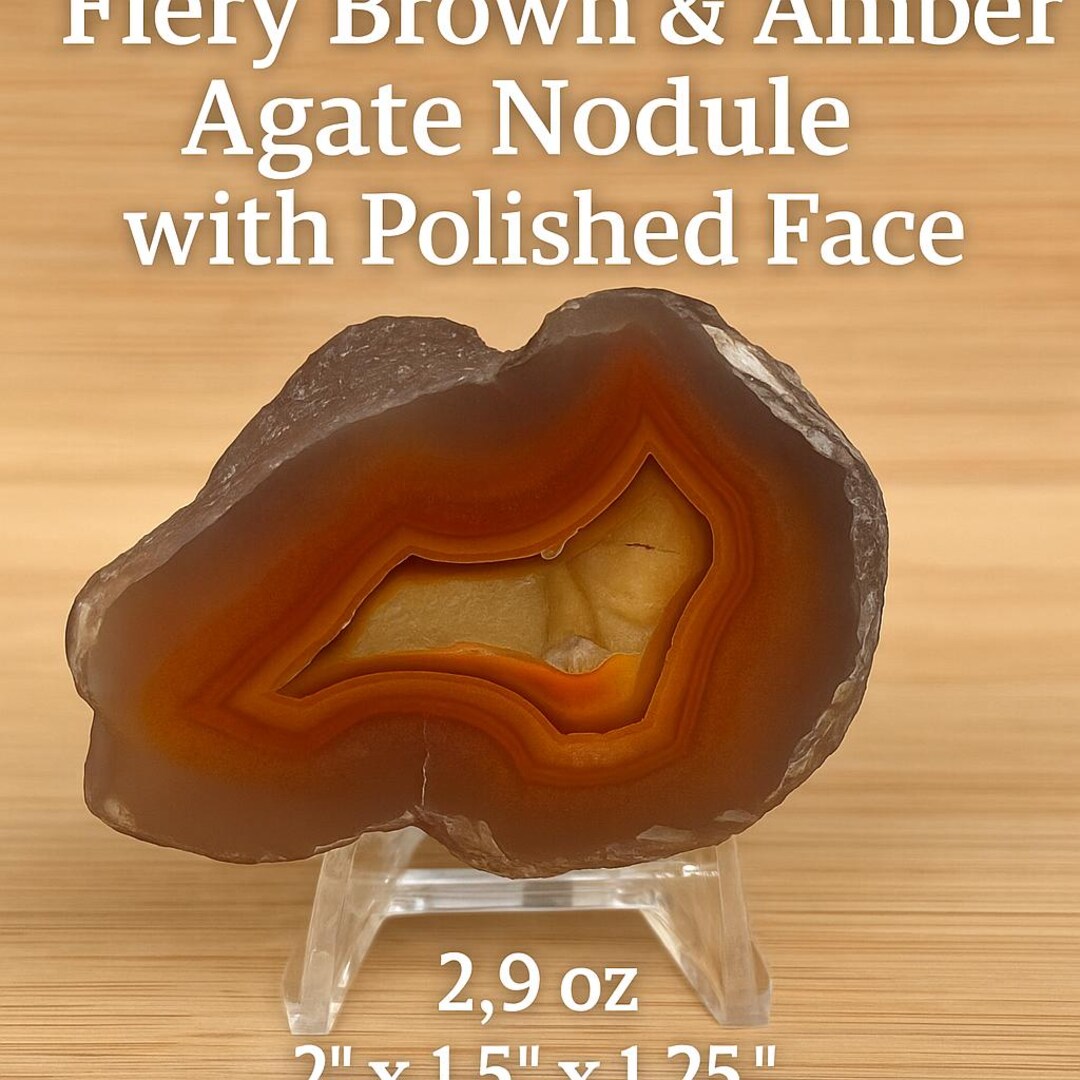 Fiery Brown & Amber Agate Nodule With Polished Face – Natural ...