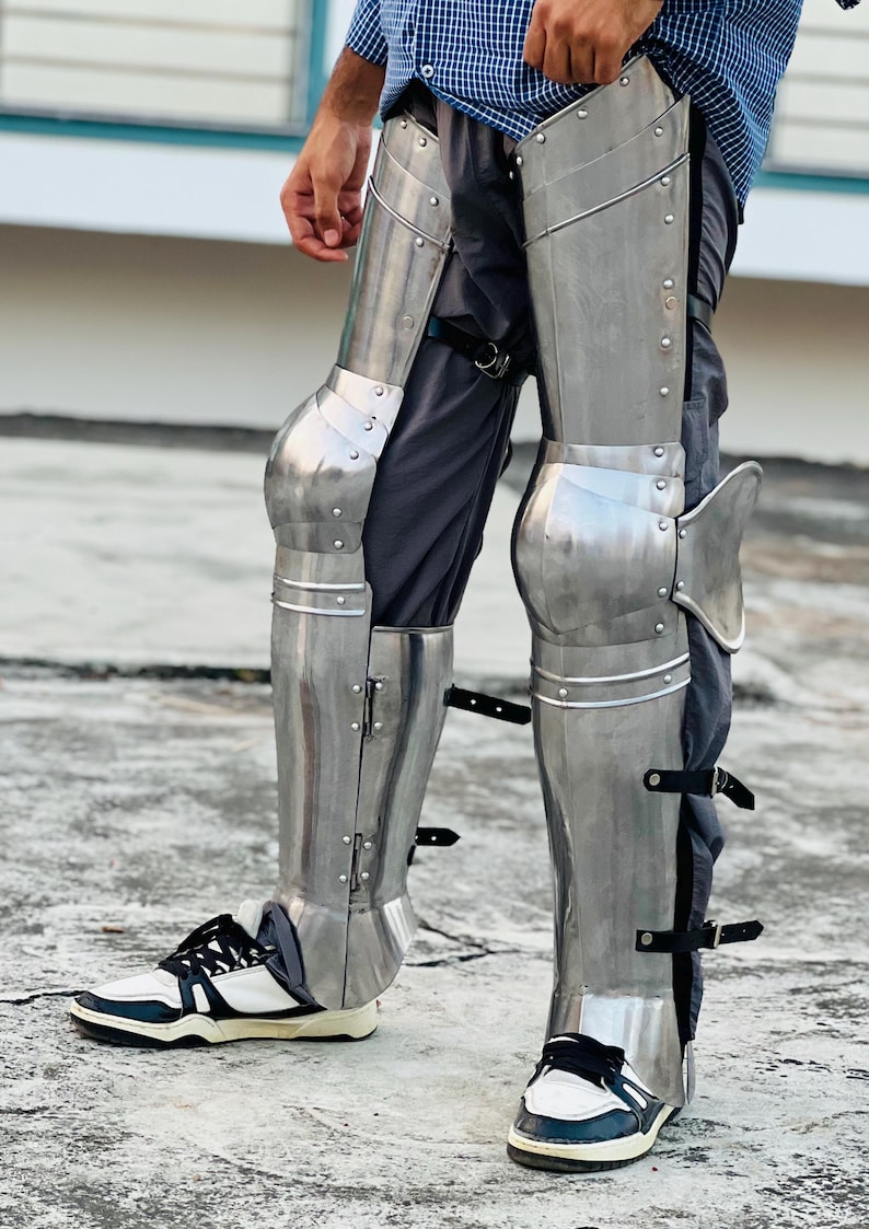 Handcrafted Steel Full Leg Armor, Medieval Knight Greaves Cuisses ...