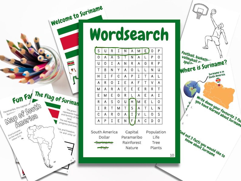 Suriname Printable Activity Pack for Kids Ages 5–10 | Educational ...