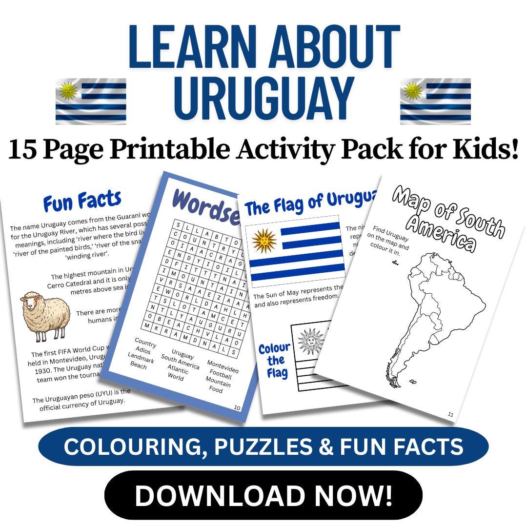 Uruguay Printable Activity Pack for Kids Ages 5–10 | Educational ...