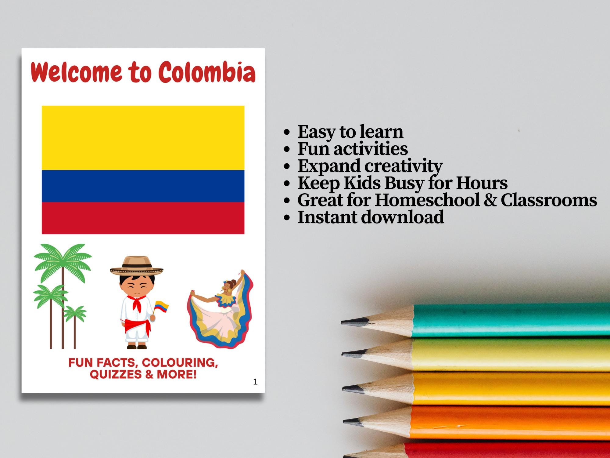 Colombia Printable Activity Pack for Kids Ages 5–10 | Educational ...