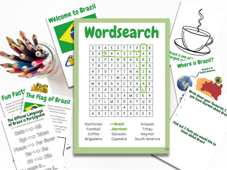 Brazil Printable Activity Pack for Kids Ages 5–10 | Educational ...