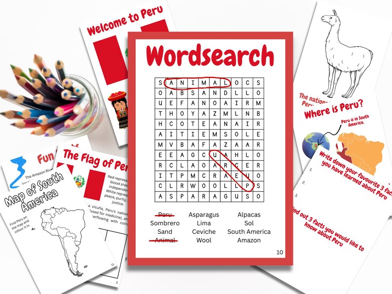 Peru Printable Activity Pack for Kids Ages 5–10 | Educational ...