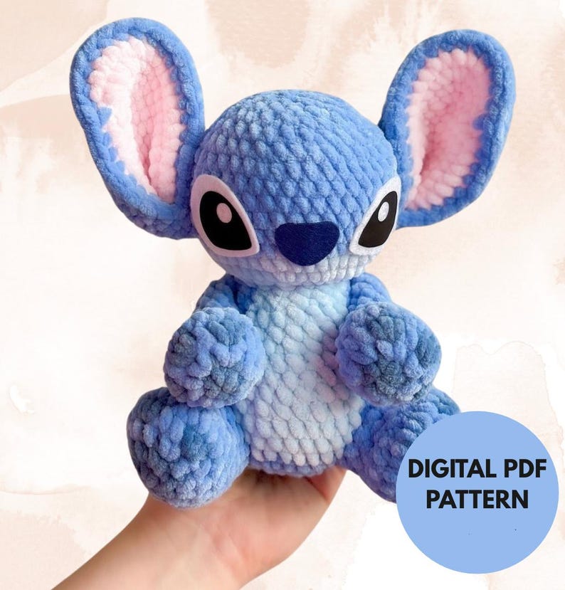 Stitch Amigurumi Crochet Pattern PDF Blue Alien Plush DIY Multilingual ...