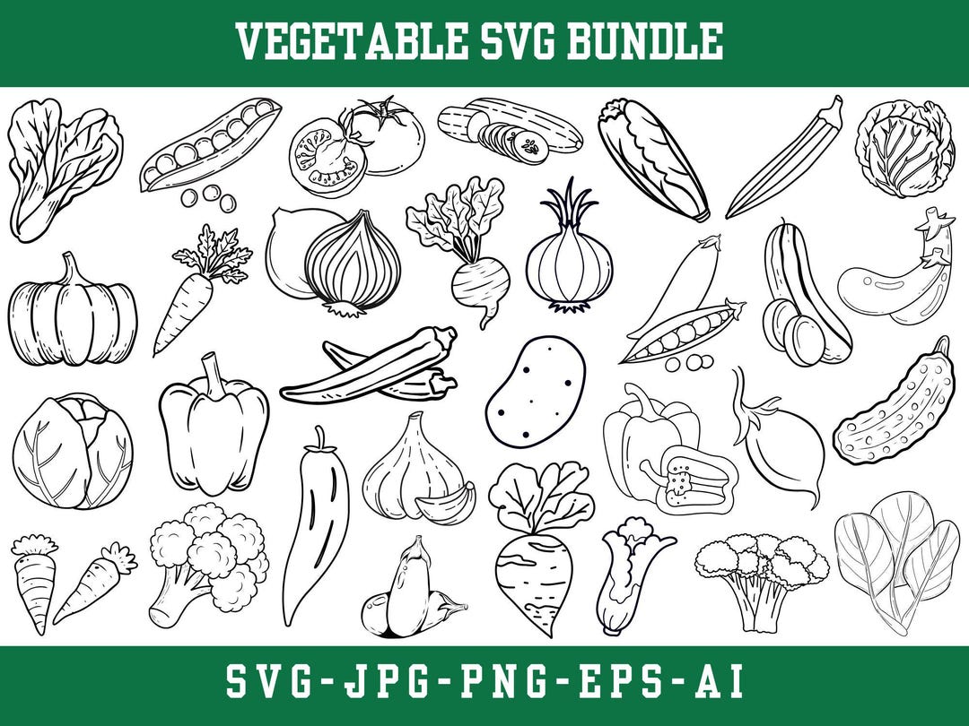 Hand Drawn Vegetable SVG Bundle, Veggie Cut Files (digital Download) - Etsy