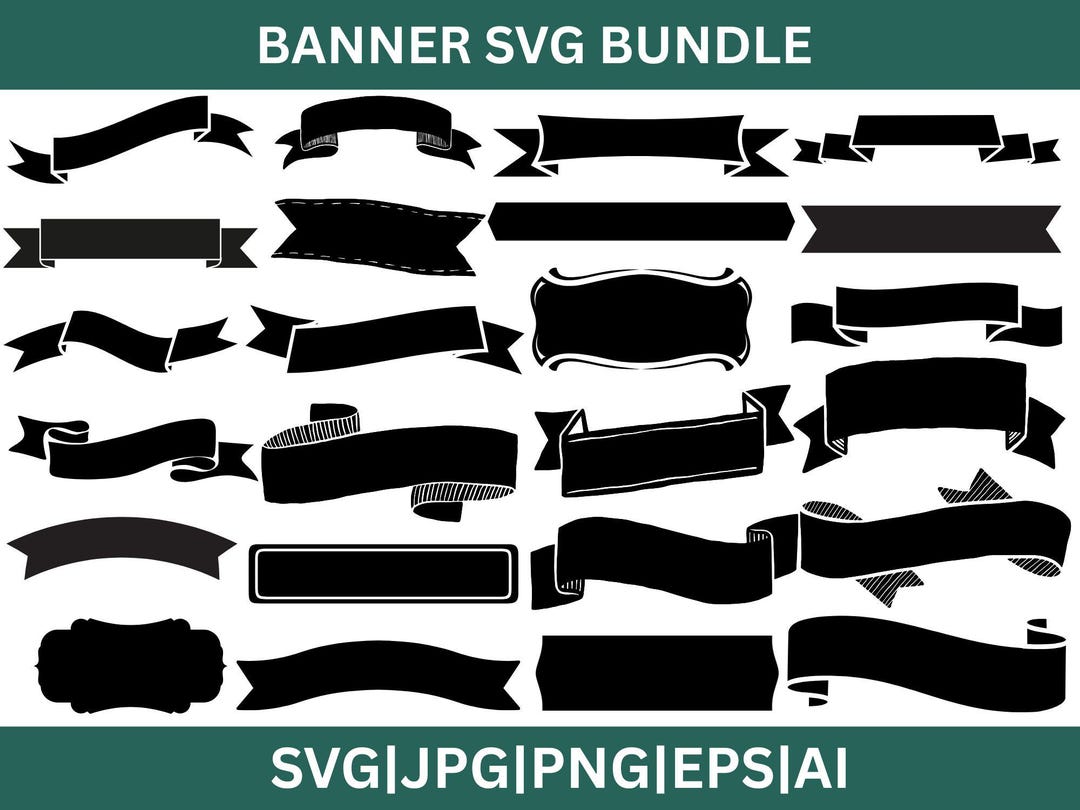 Ribbon Banner SVG Bundle, Vector Cut Files (digital Download) - Etsy