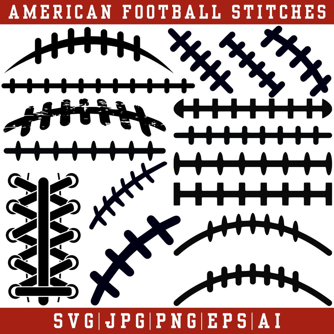 Football Stitches SVG Bundle, Sports Laces Clipart (digital Download ...
