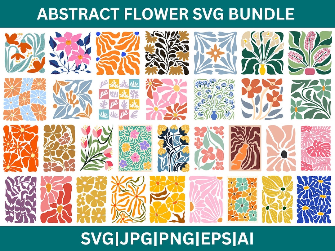 Abstract Flower SVG Bundle, Groovy Floral Graphics (digital Files) - Etsy