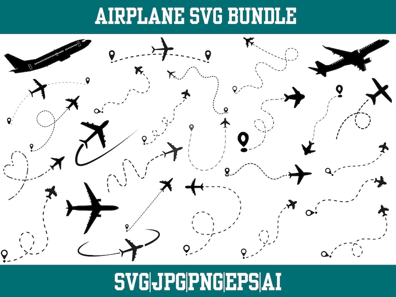 Airplane SVG Bundle, Heart Route Cut Files (digital Download) - Etsy