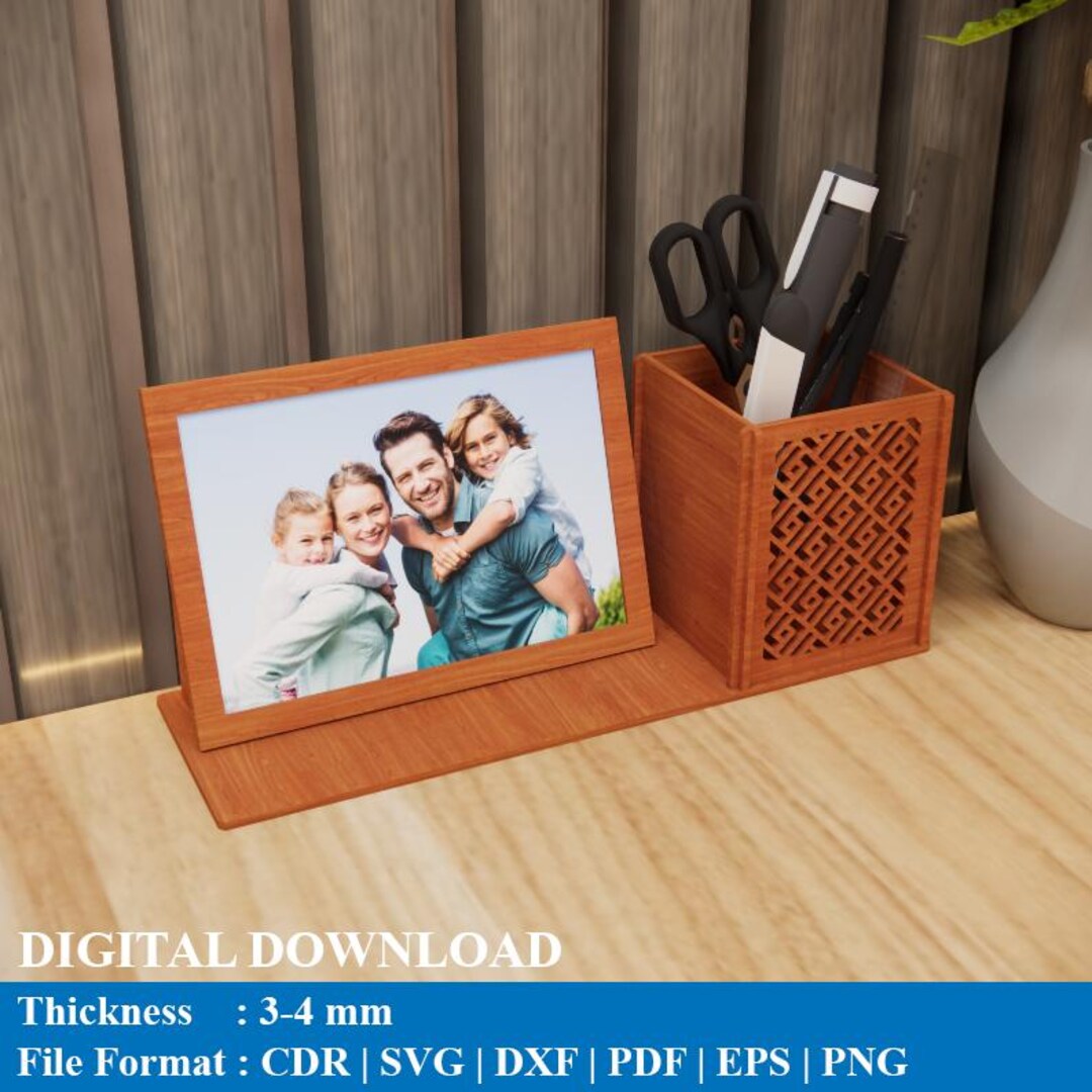 Pencil and Photo Holder Laser Cutting Files: Laser Cutting Cdr, Svg ...