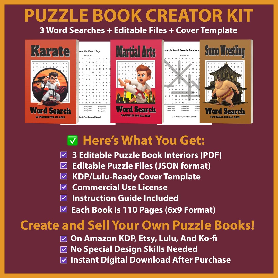 Martial Arts Word Search Puzzle Book Creator Kit: Karate, Sumo (PDF ...