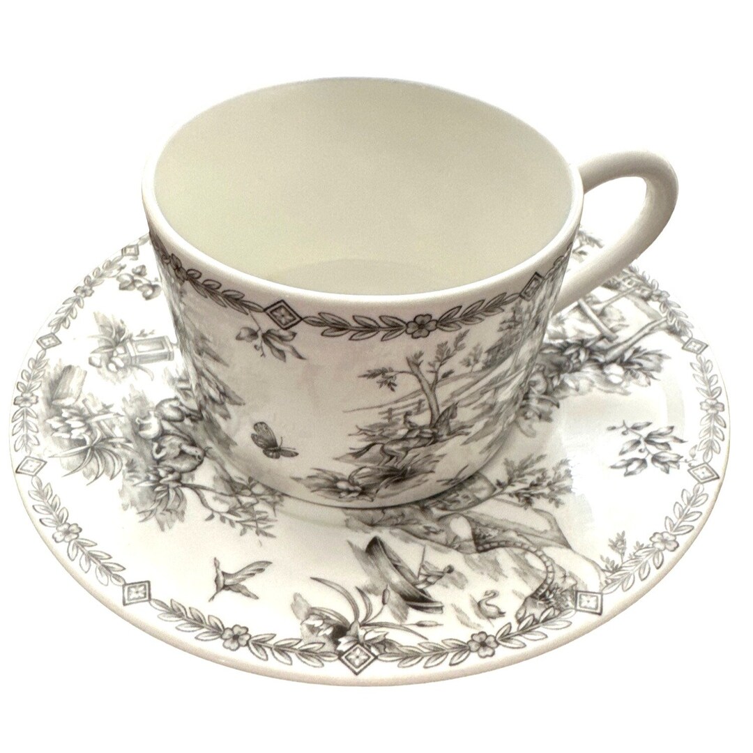 Queens Chelsea Toile Black Transferware Bone China Coffee Tea Cup ...