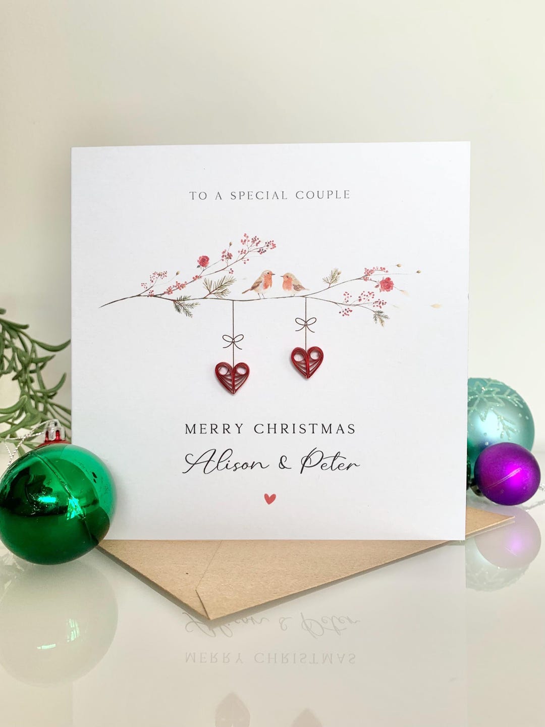 Couple Christmas Card - Personalised Quilled Christmas Cards for a ...