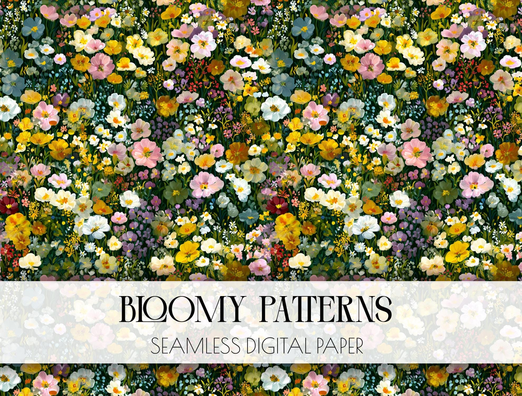 Preppy Seamless Pattern, Spring Flowers, Digital Pattern, Wild Abstract ...
