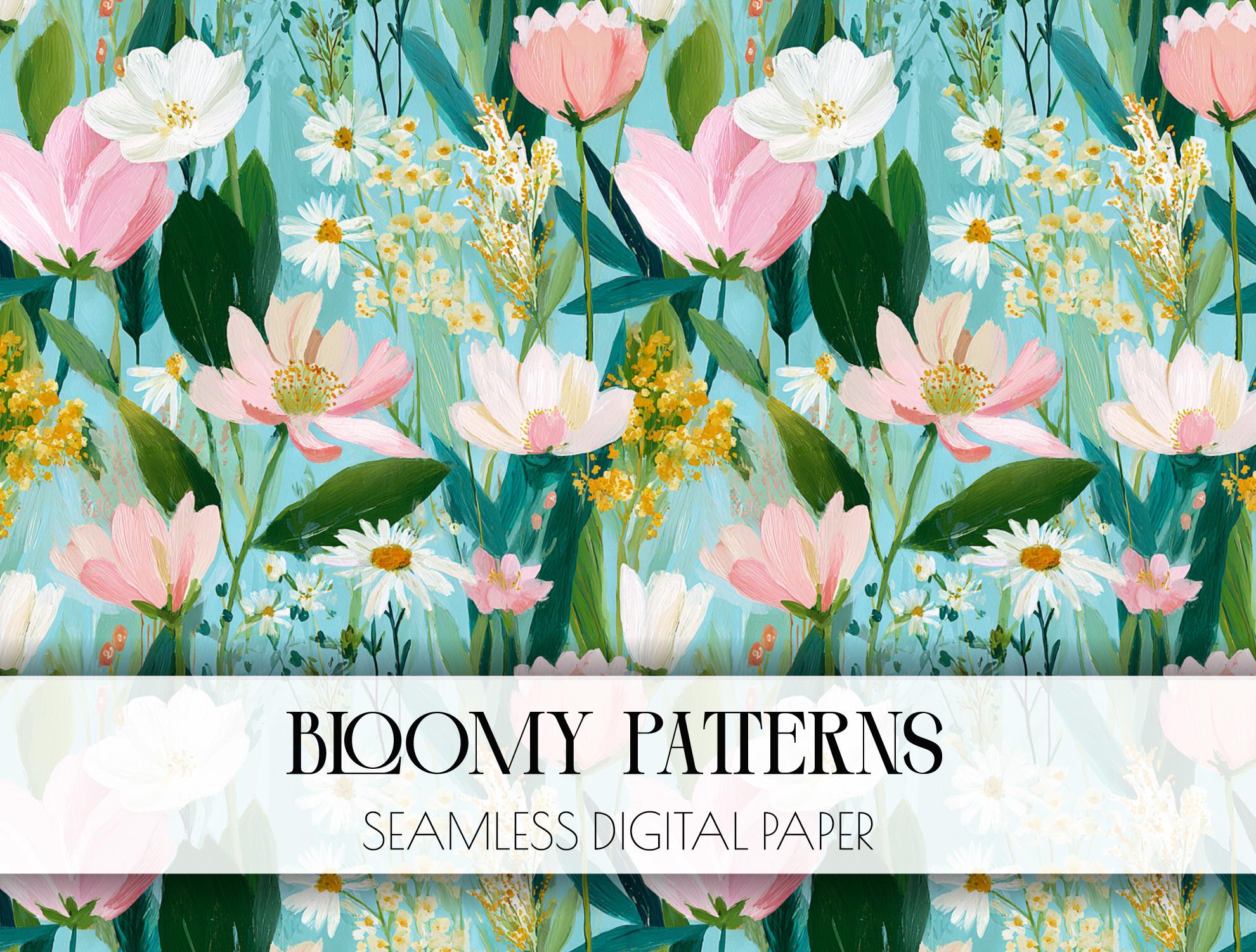 Preppy Seamless Pattern, Spring Flowers, Digital Pattern, Wild Abstract ...