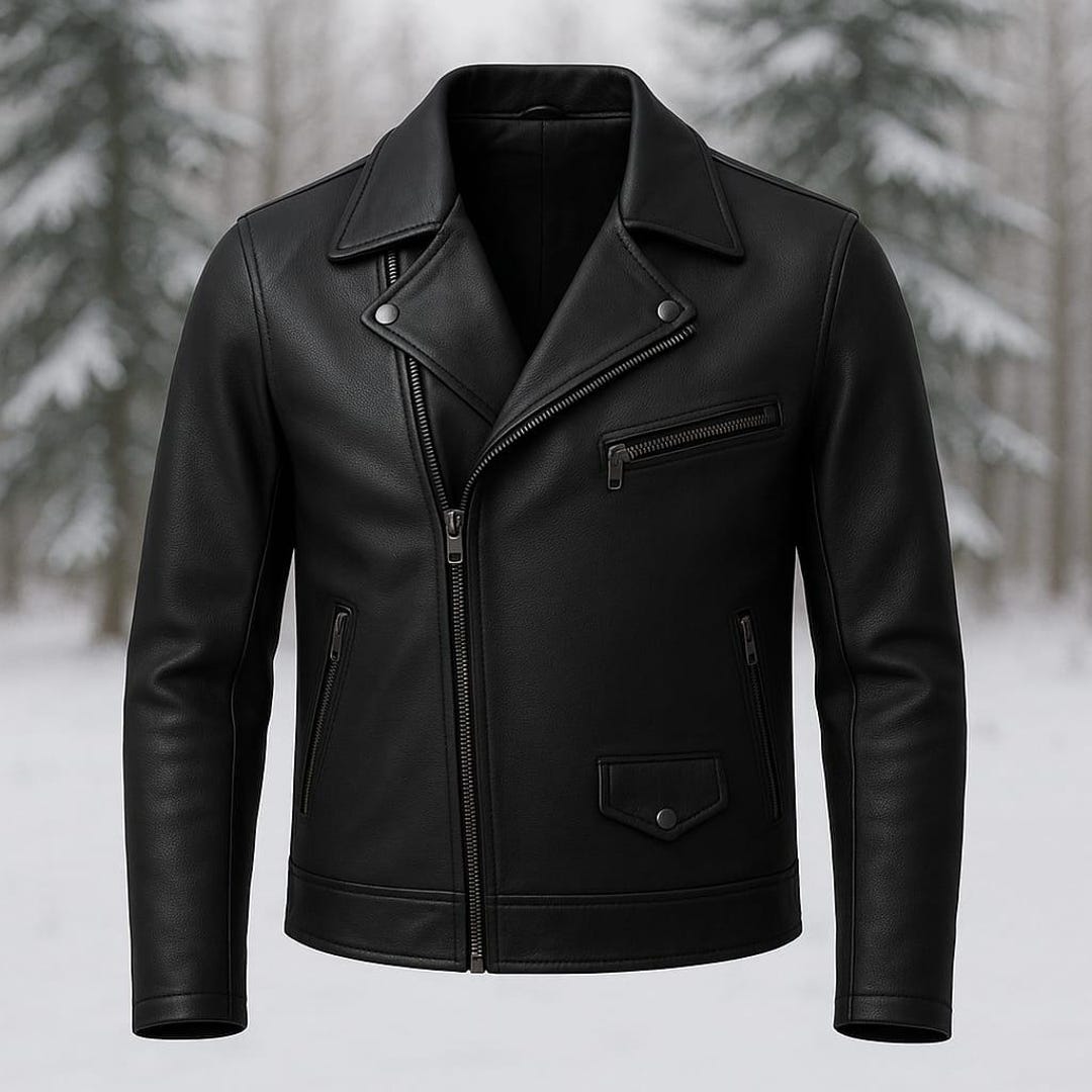 Handmade Men's Leather Biker Jacket | Classic Moto Style | Genuine ...