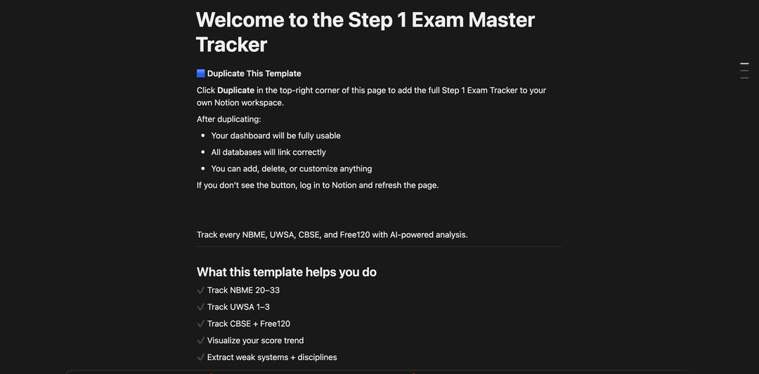 Step 1 Exam Tracker Notion Template – AI Score Report (digital Download ...