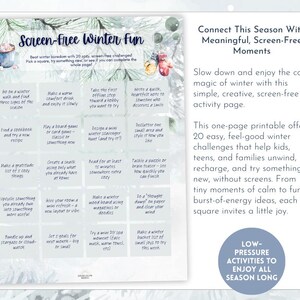 Screen-free Winter Fun Printable • 20 Cozy Activities for Kids, Teens ...