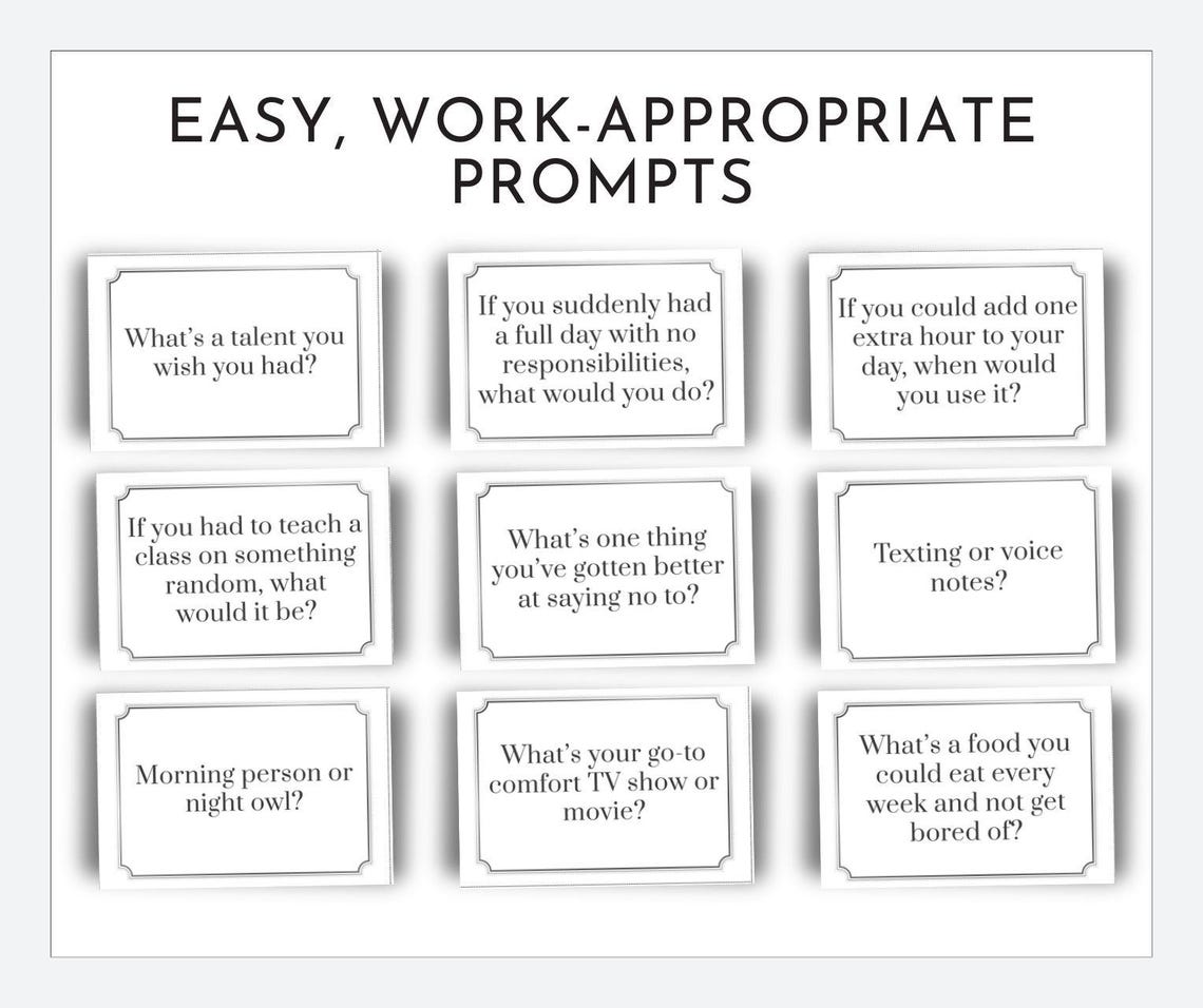 Team Building Icebreaker Cards for Work | Printable Office Icebreakers ...