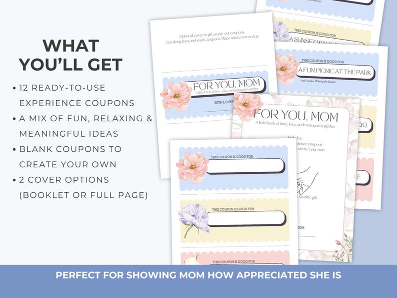 Mother’s Day Coupon Book for Mom Printable | Gift From Kids, Love ...