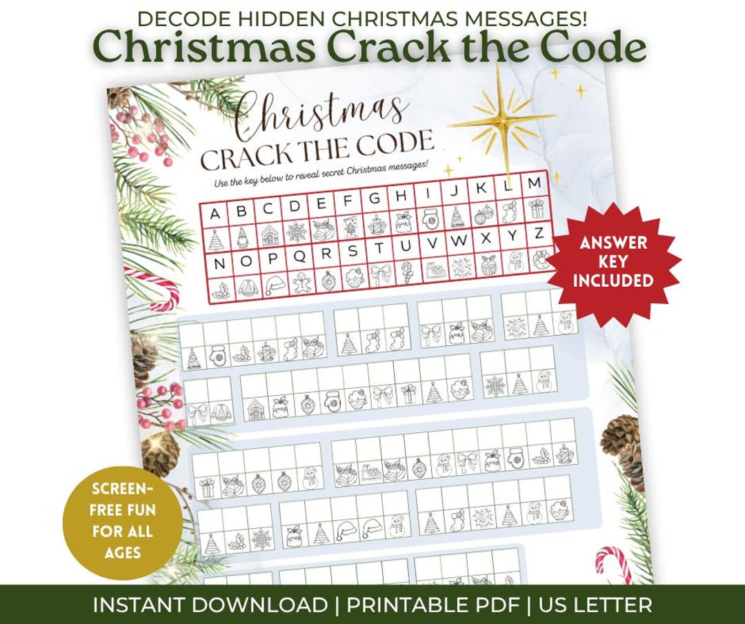 Christmas Crack the Code Game Printable | Holiday Cipher Puzzle for ...