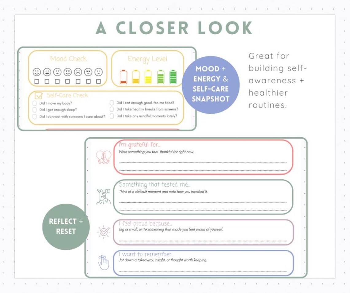 Daily Mental Health Check-in Printable | Mood & Self-care Tracker for ...