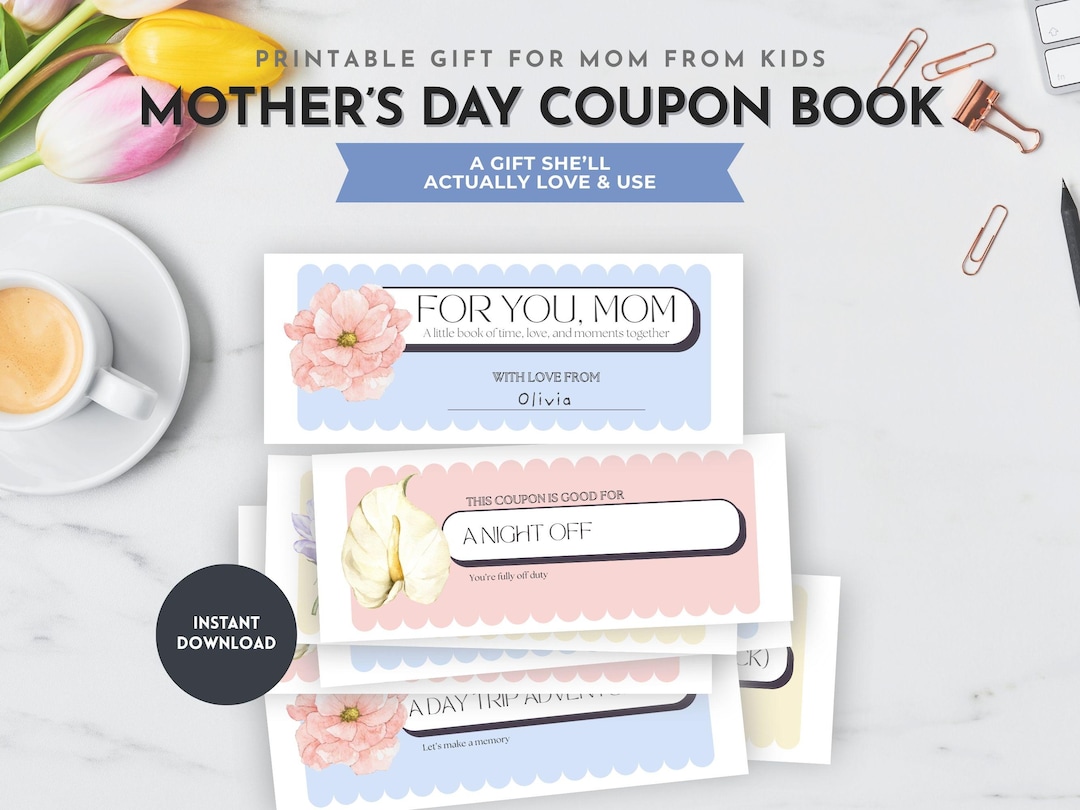 Mother’s Day Coupon Book for Mom Printable | Gift From Kids, Love ...