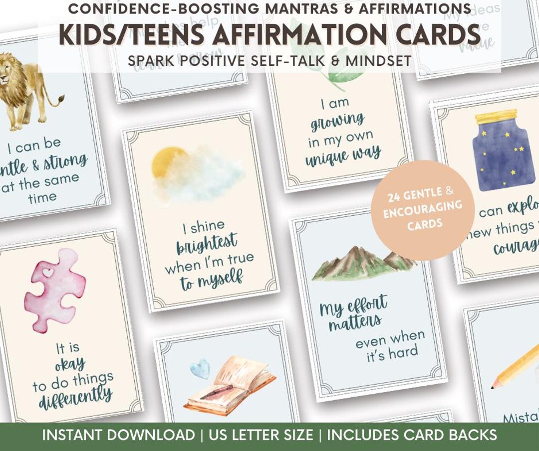 Affirmation Cards for Teens | 24 Printable Mantras for Confidence ...