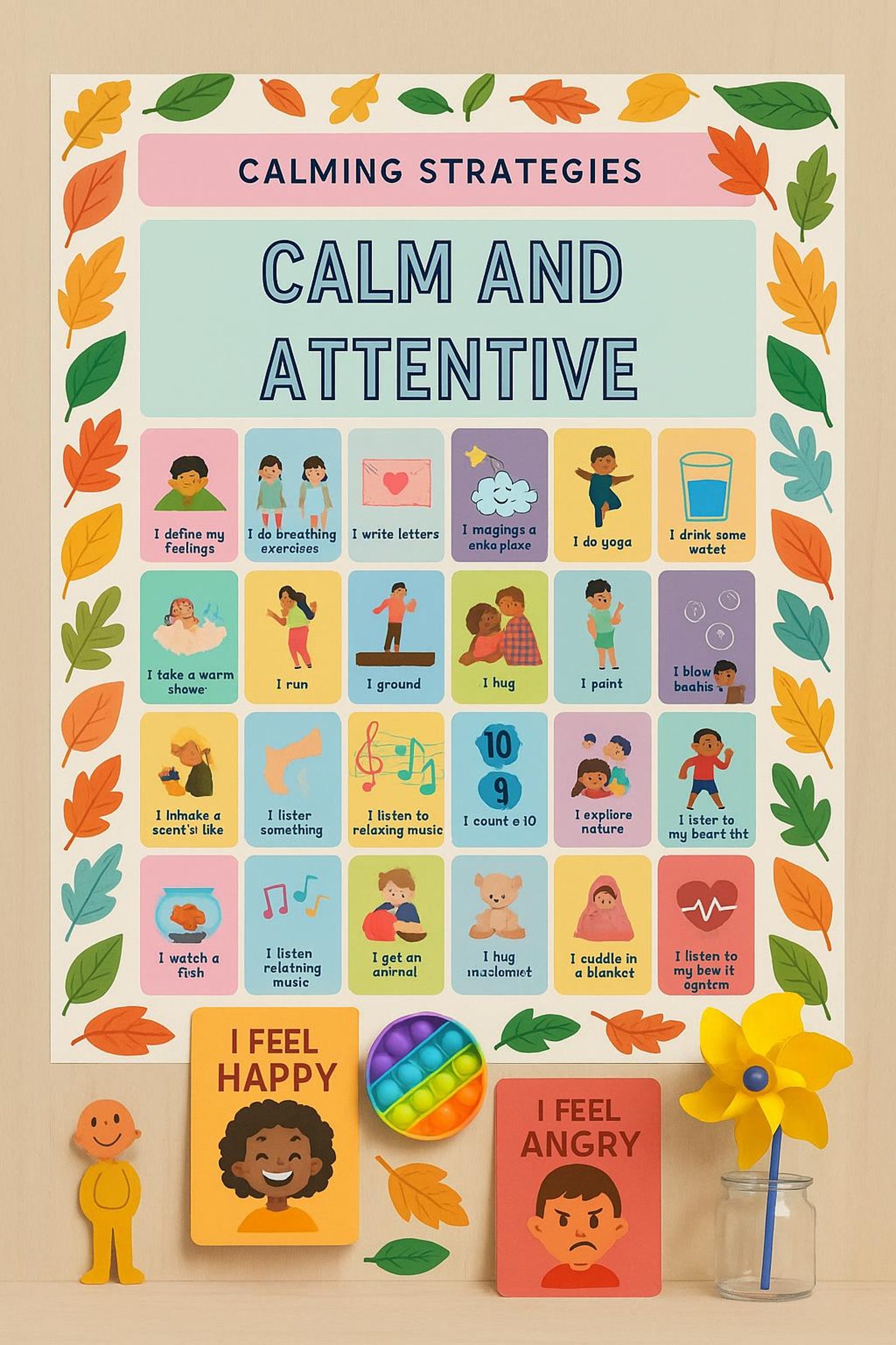 Calm Down Corner Poster for Kids – 30+ Calming Strategies – Printable ...