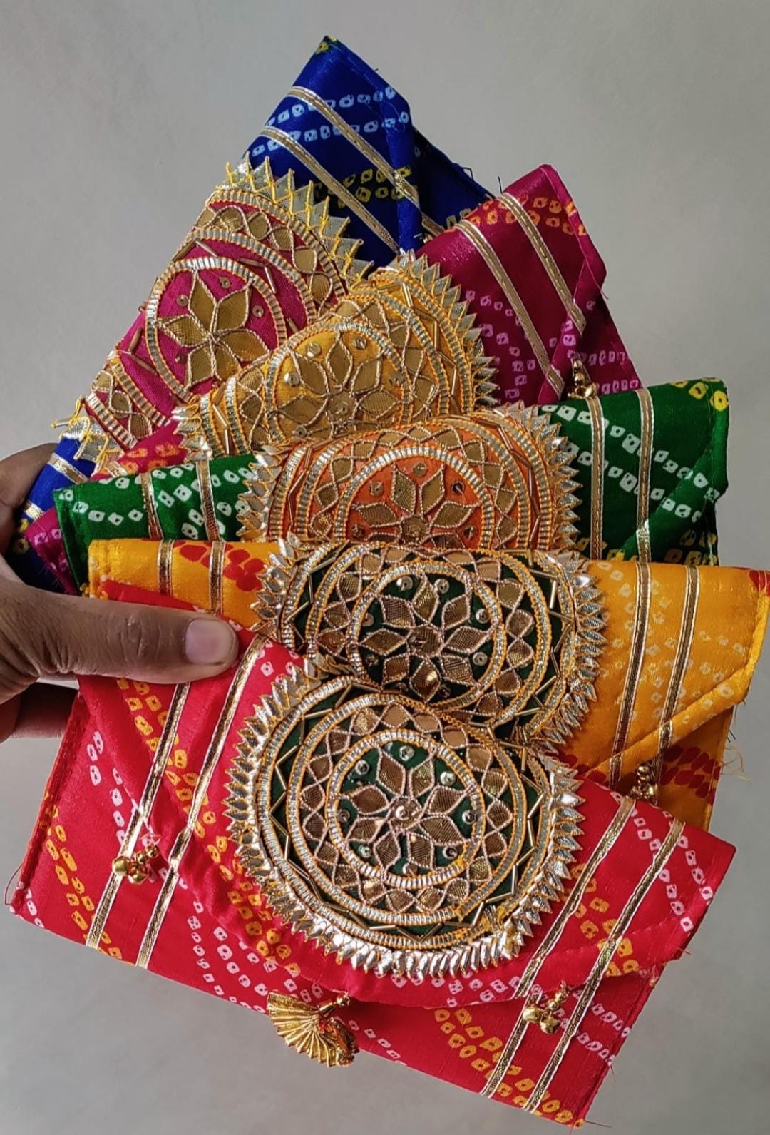 20x Bulk Bandej Gotta Patti Clutches | Haldi, Mehndi Favor, Pooja ...