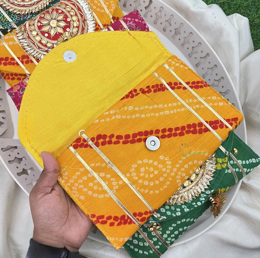 20x Bulk Bandej Gotta Patti Clutches | Haldi, Mehndi Favor, Pooja ...