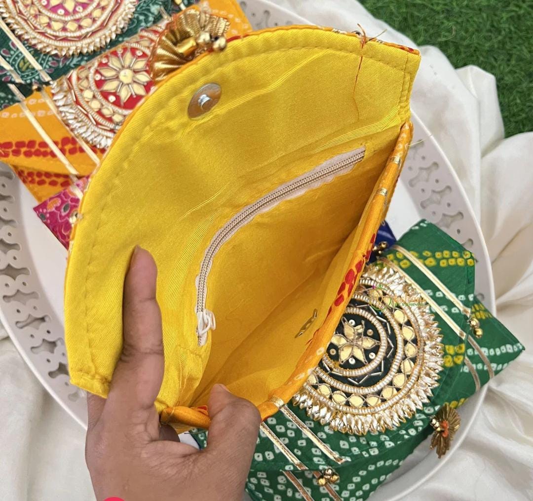 20x Bulk Bandej Gotta Patti Clutches | Haldi, Mehndi Favor, Pooja ...