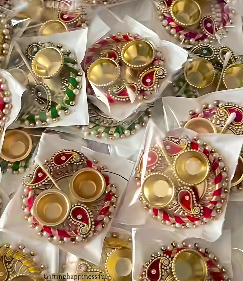 Haldi Kumkum Platter With Tilak Stick , Return Gift for Wedding, Haldi ...