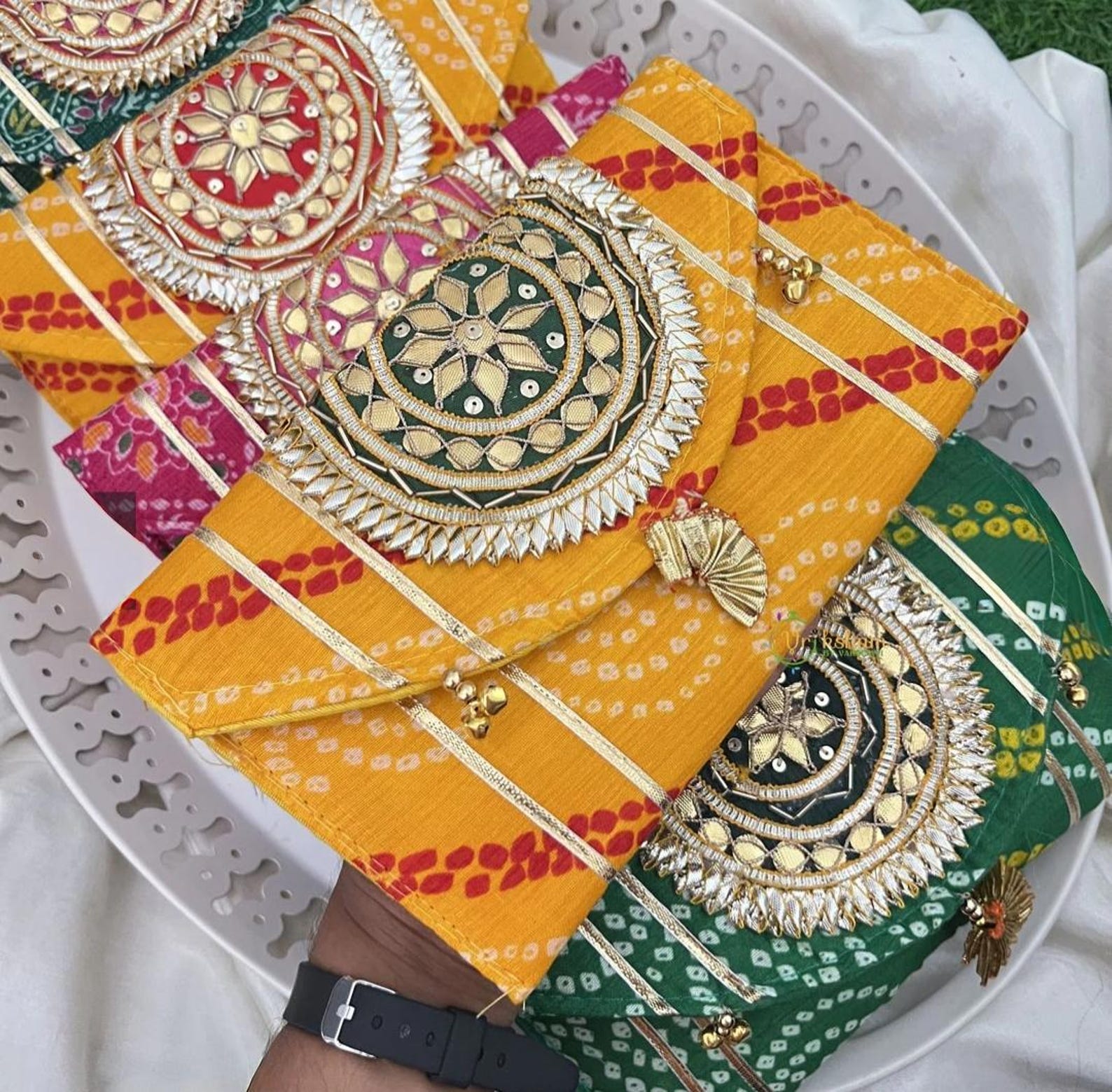 20x Bulk Bandej Gotta Patti Clutches | Haldi, Mehndi Favor, Pooja ...
