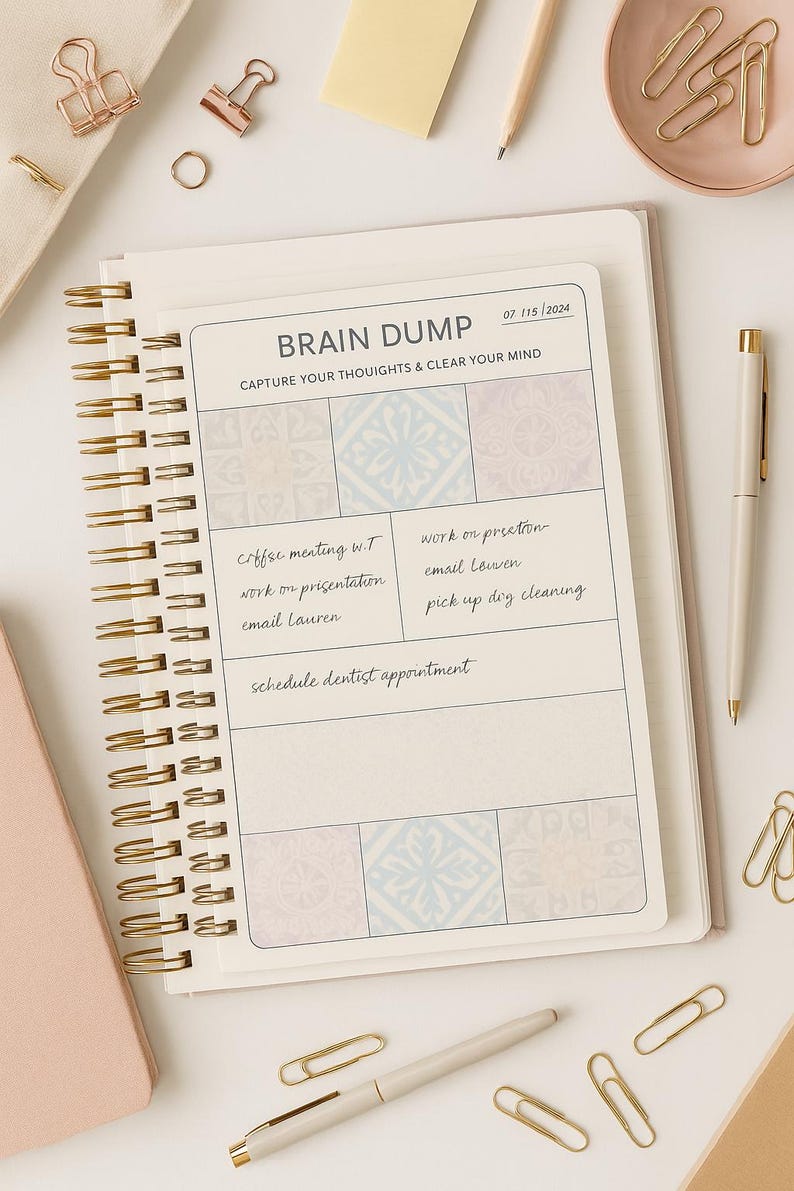 Brain Dump Template Printable Pastel Mental Clarity Journal for ...