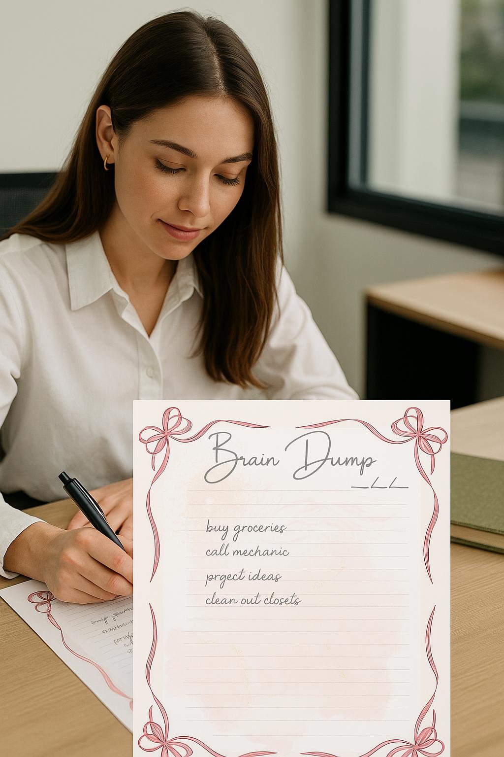 Pink Brain Dump Template Printable Elegant Lined Page for Journaling ...