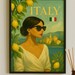 Italian Vintage Wall Art Girl in Italy Lemon Tree Print Mediterranean ...