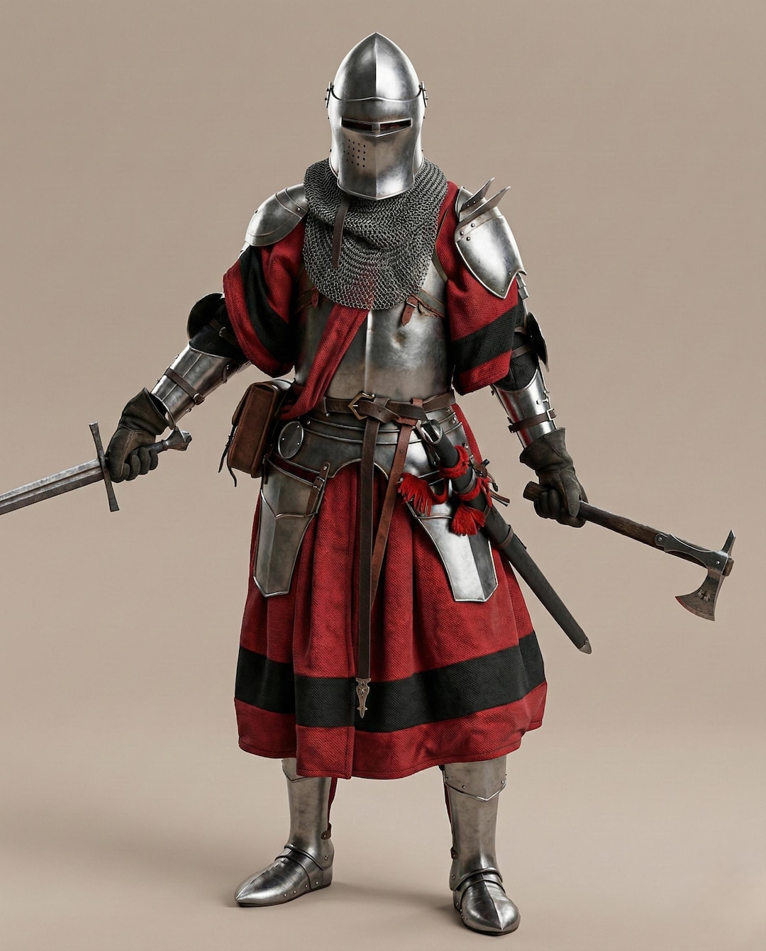 Medieval Knight Full Armor Suit With Tunic , Helmet & Steel Plates ...