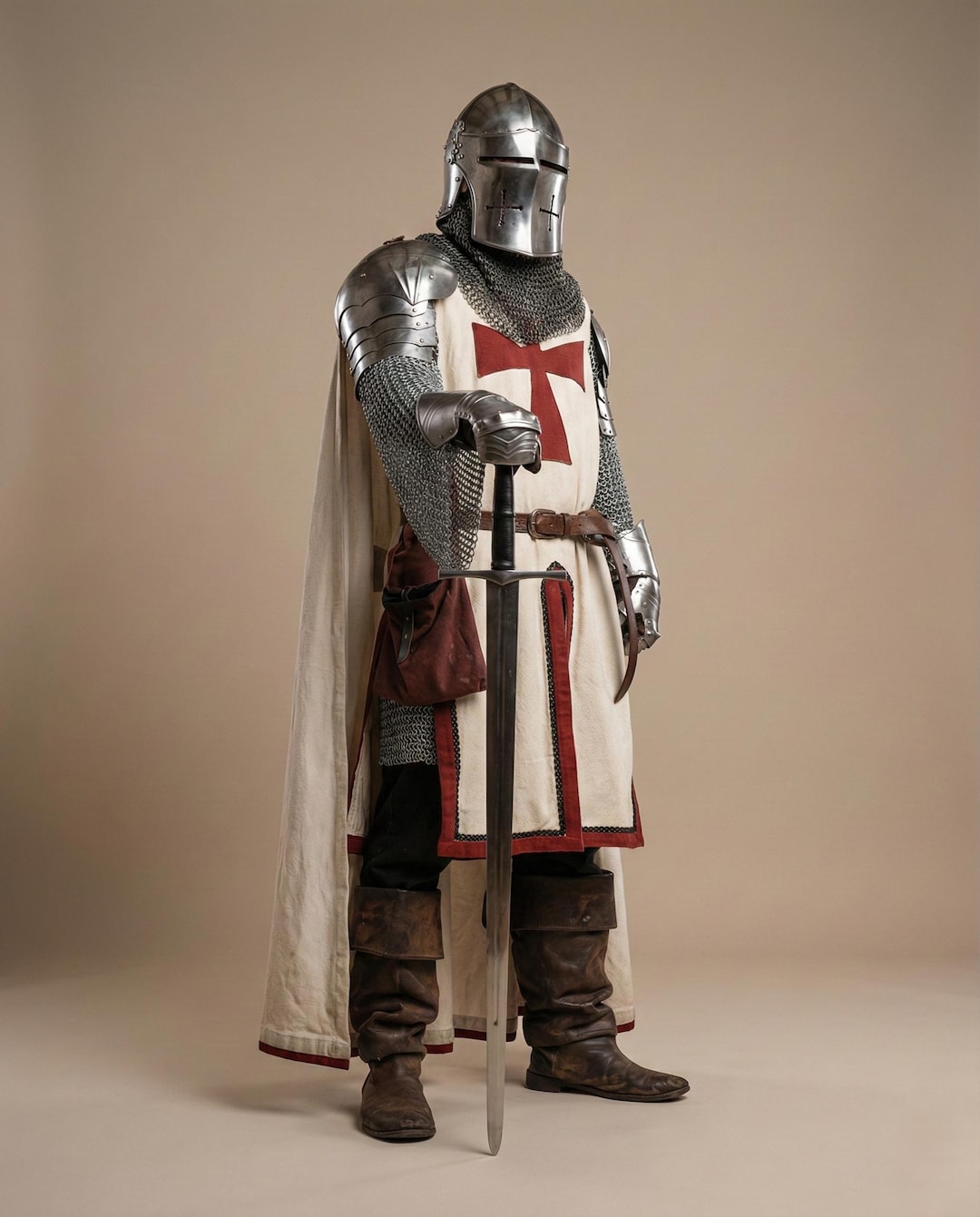Handmade Knight Armor Set: Polished Steel Templar Suit With Surcoat - Etsy