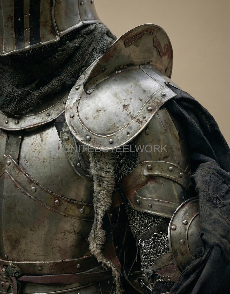 Medieval Barbuta Full Plate Knight Armor Costume | Handmade Strips ...