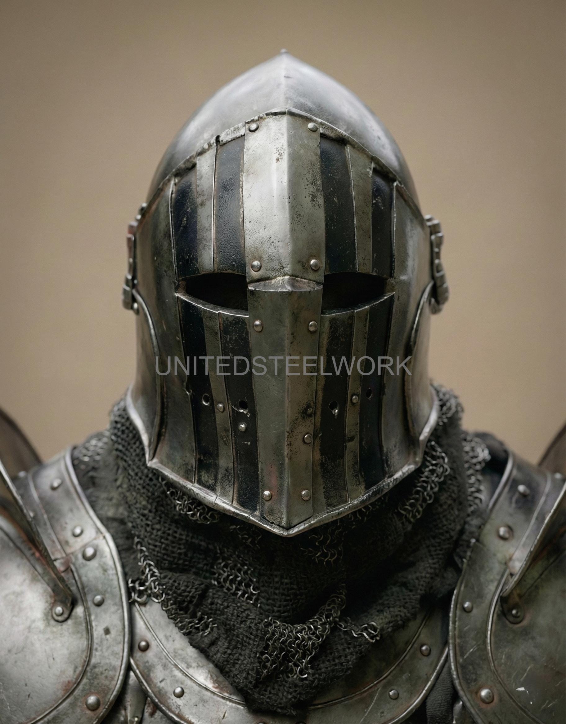 Medieval Barbuta Full Plate Knight Armor Costume | Handmade Strips ...