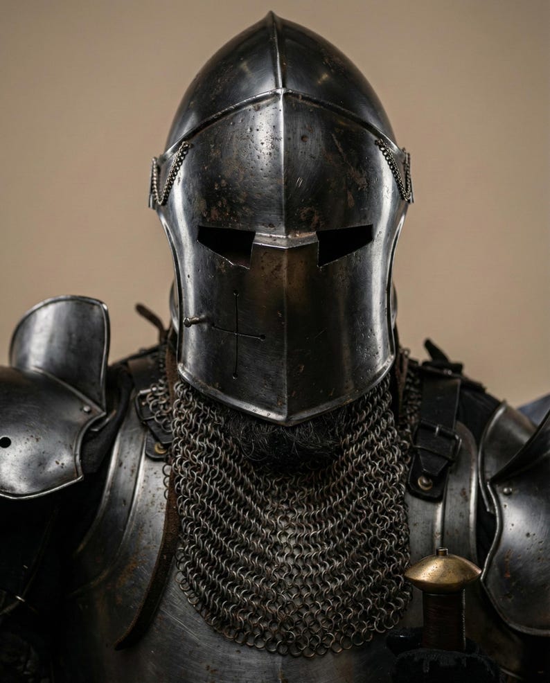 Dark Barbuta Knight Armor Full Set — 18 Gauge Steel Medieval Cosplay ...