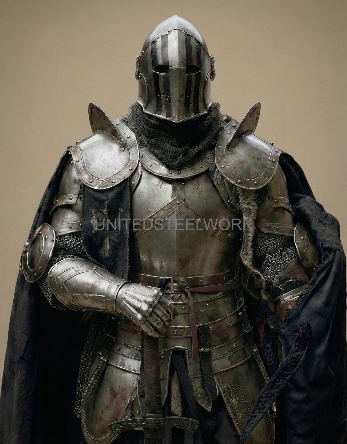 Medieval Barbuta Full Plate Knight Armor Costume | Handmade Strips ...