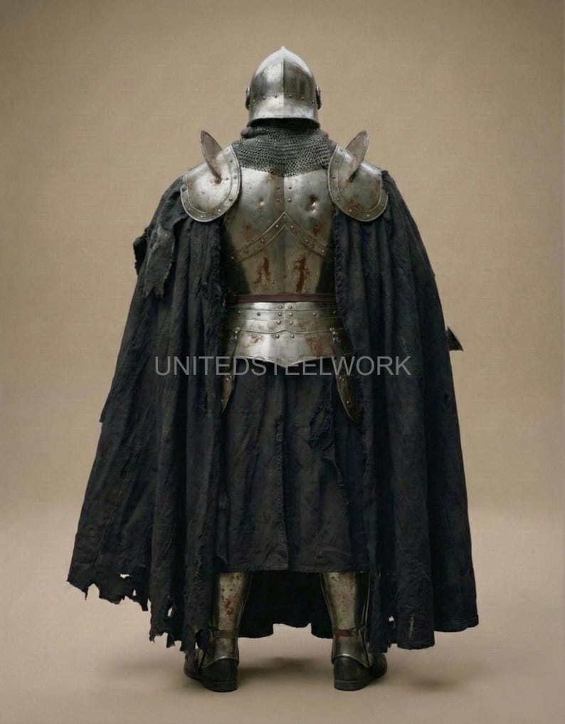 Medieval Barbuta Full Plate Knight Armor Costume | Handmade Strips ...