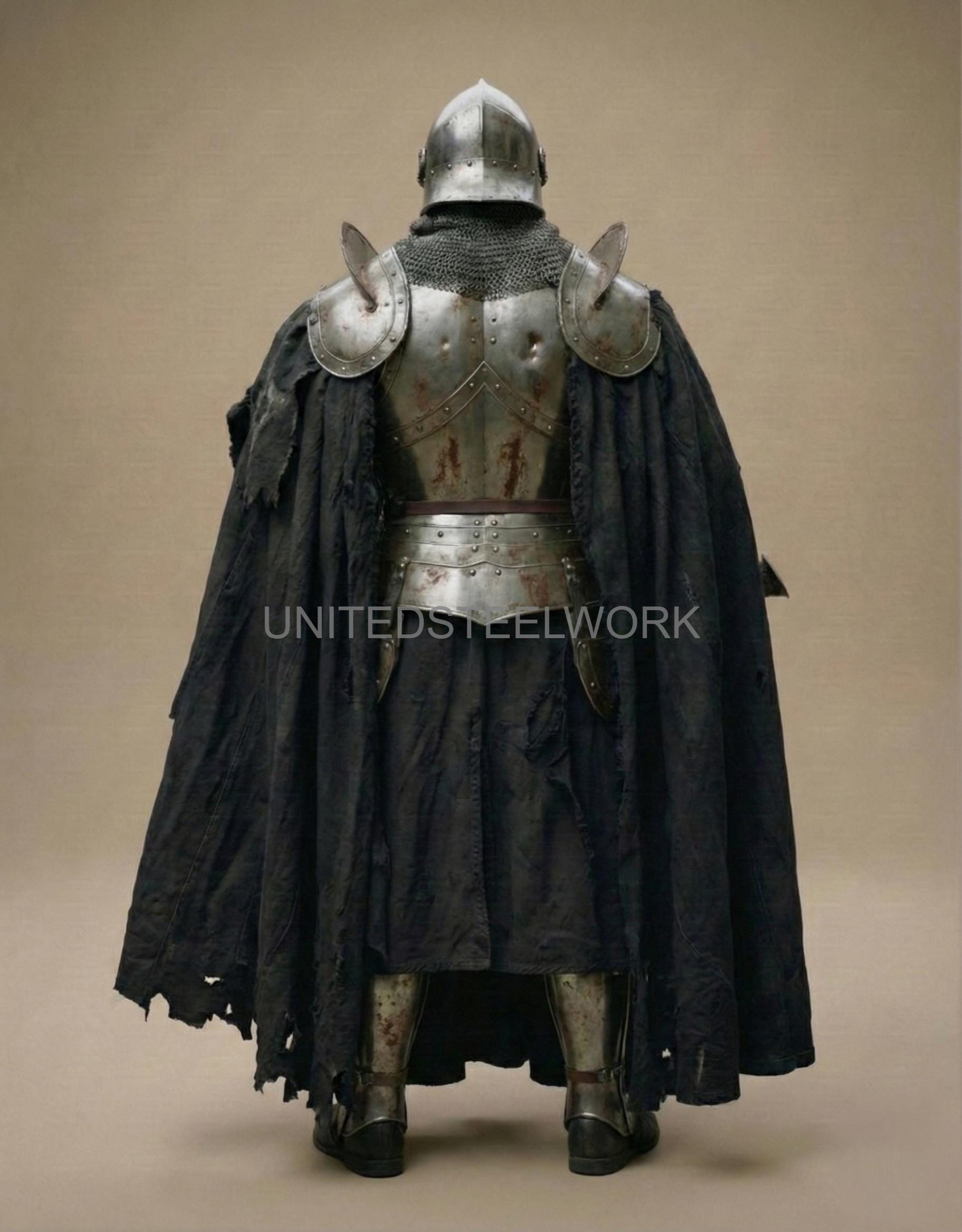 Medieval Barbuta Full Plate Knight Armor Costume | Handmade Strips ...