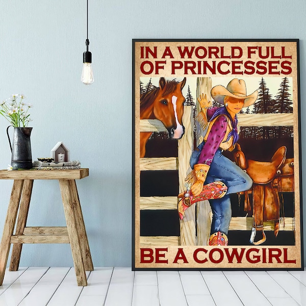 Vintage Cowgirl Poster - Etsy