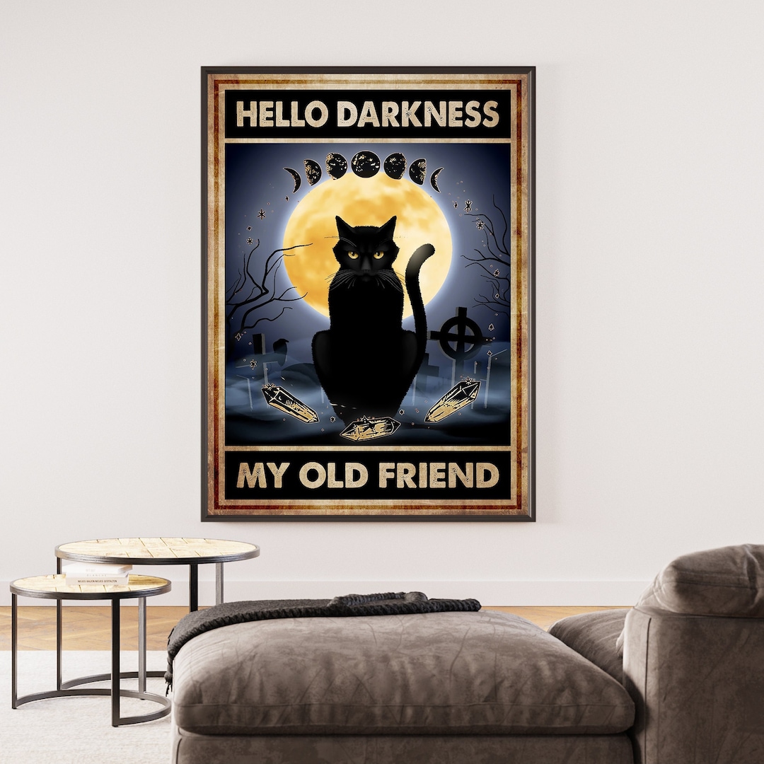 Black Cat Poster Spooky Moon Halloween Poster Cat Witches - Etsy