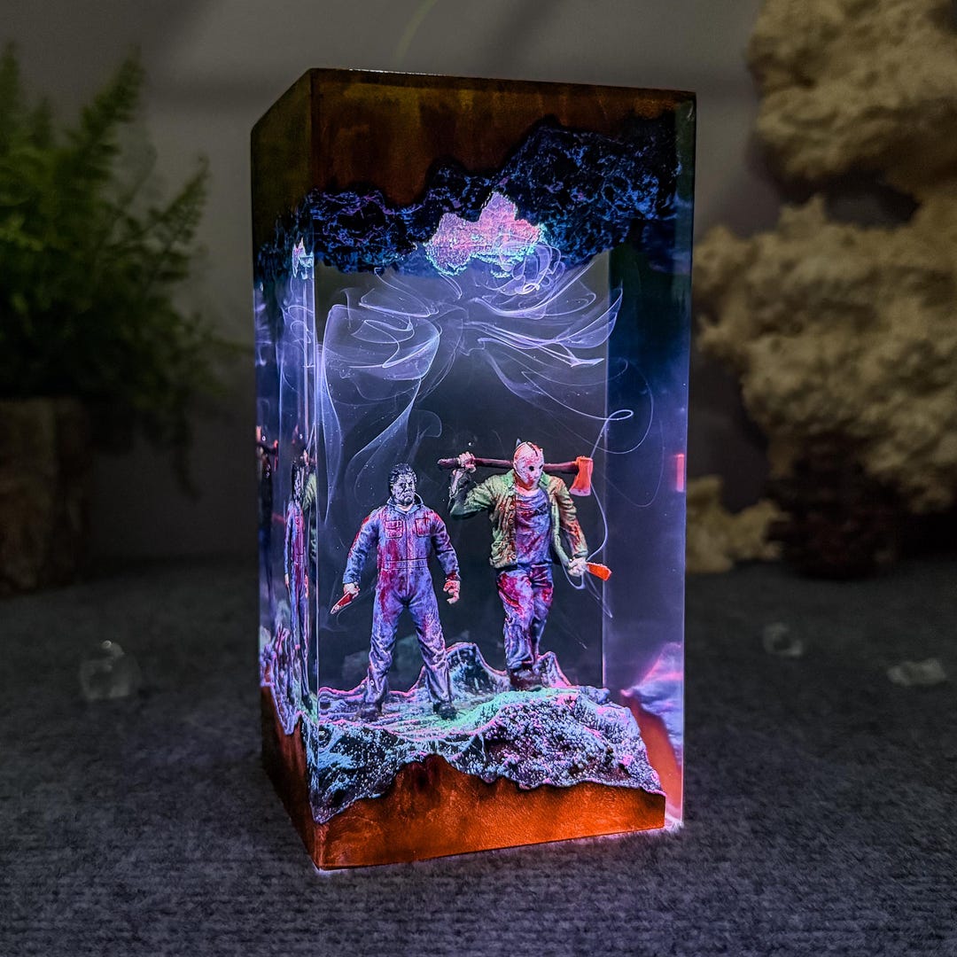 Diorama Jason Voorhees Resin Lamp, 3D Spooky Halloween Decor, Pumpkin ...